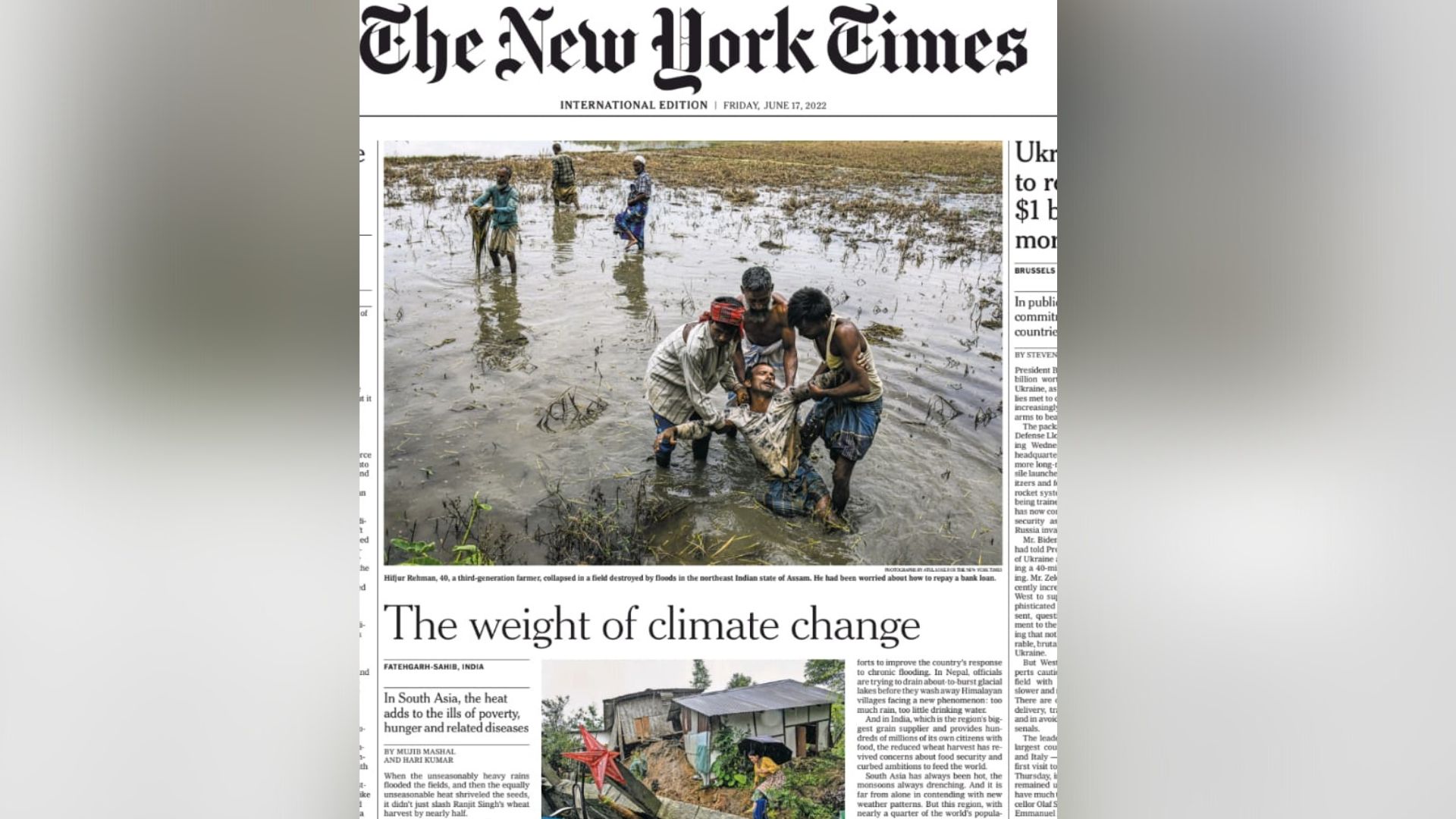 Assam floods get front page coverage in The New York Times